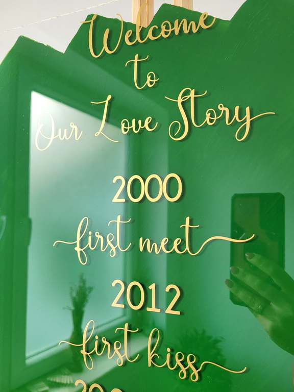 Panou intampinare invitati nunta cu etapele relatiei – Invitatii K & M