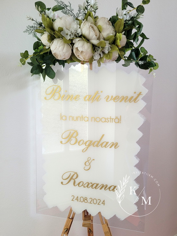Panou Bun Venit la Nunta Noastra Alb – Invitatii K & M
