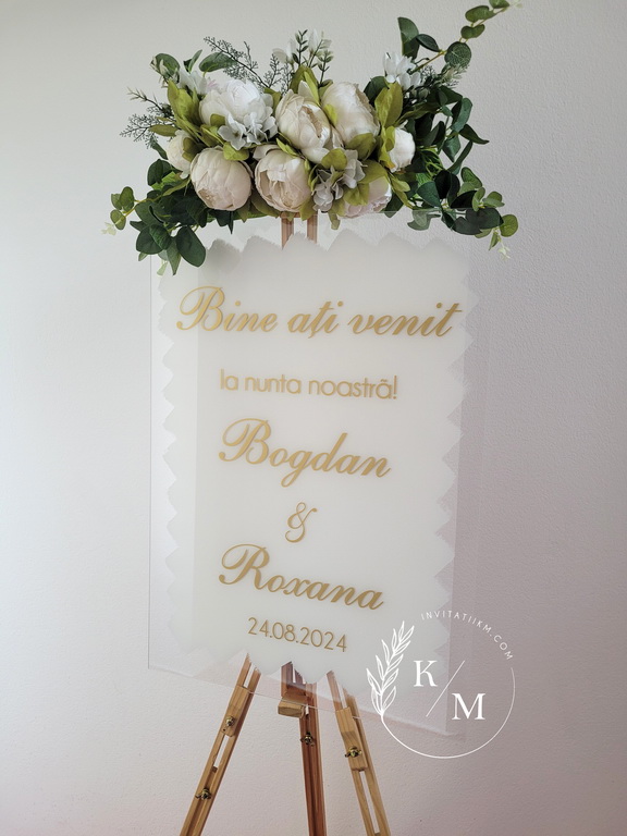 Panou Bun Venit la Nunta Noastra Alb – Invitatii K & M
