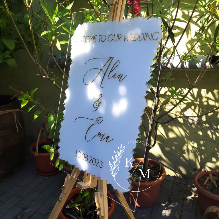 Panou Bun Venit la Nunta Noastra Alb – Invitatii K & M