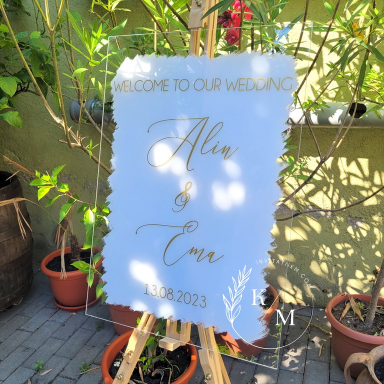 Panou Bun Venit la Nunta Noastra Alb – Invitatii K & M