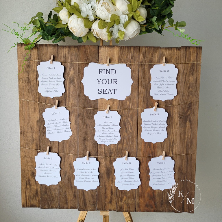 Liste asezare invitati la mese, cartonase individuale asezare invitati ...