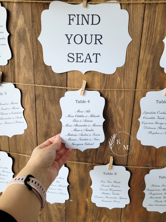 Liste asezare invitati la mese, cartonase individuale asezare invitati ...