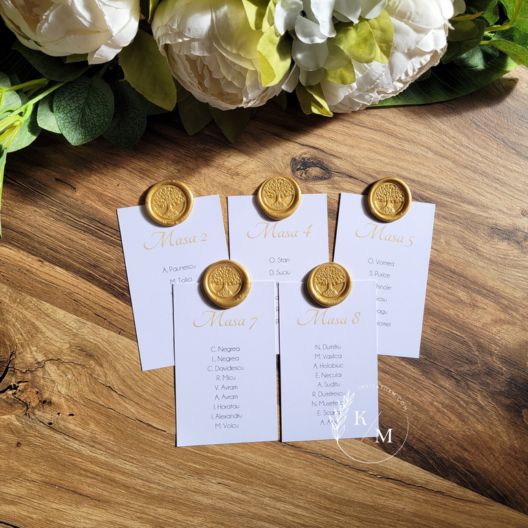 Liste asezare invitati la mese, cartonase individuale asezare invitati ...