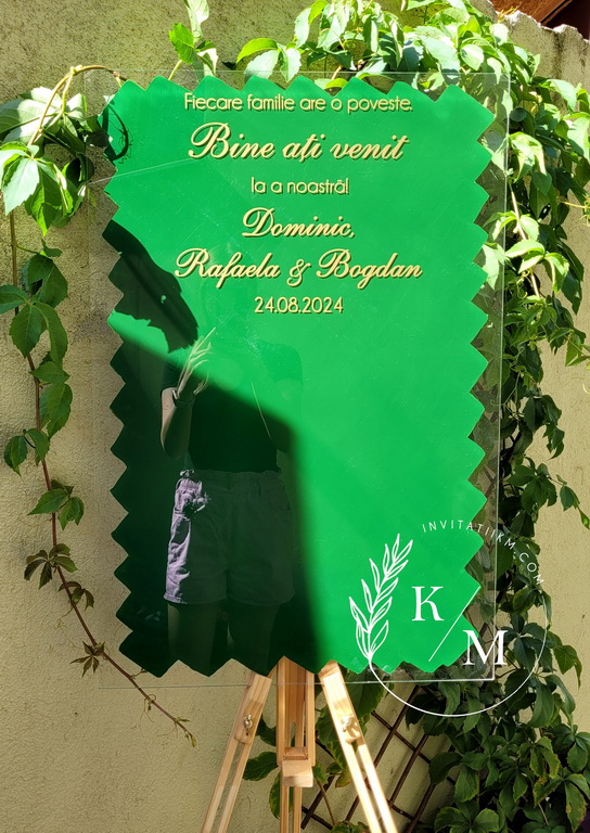 Panou Bine ati venit la nunta verde si auriu cu Liste asezare invitati ...