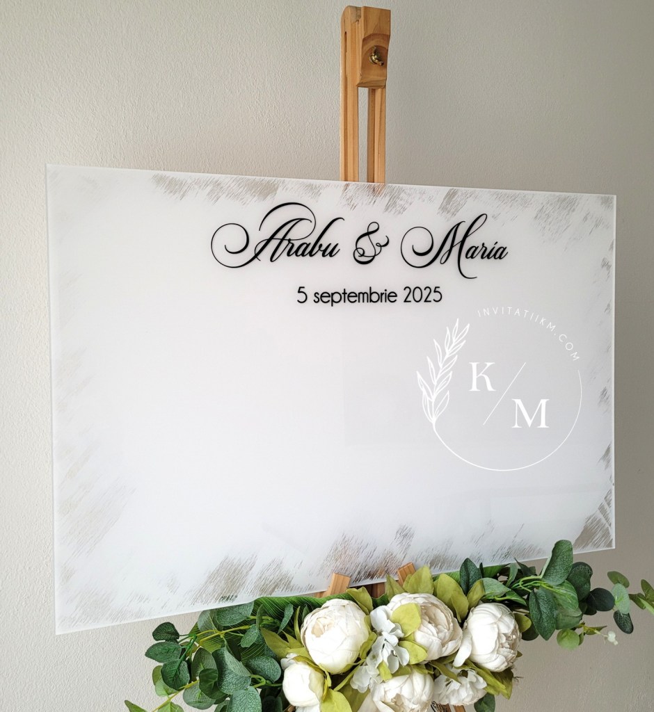 Panou plexiglas pentru Liste de asezare invitati nunta alb-negru ...